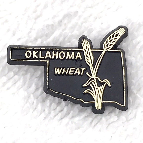 Jewelry | Oklahoma Pin Small Black Gold Vintage Travel Souvenir Wheat ...
